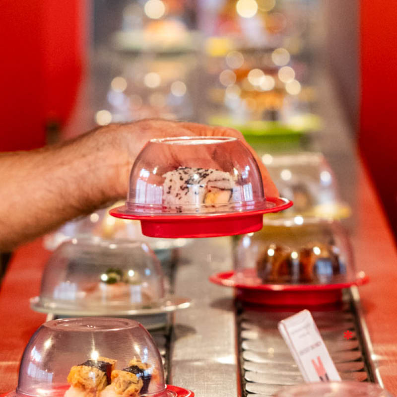 All plates from belt at only £2.90 - MOSHIMO Brighton Sushi and Japanese